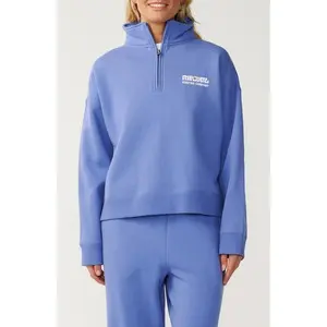 Rip Curl Surf Puff Logo Quarter Zip Sweatshirt - Mid Blue