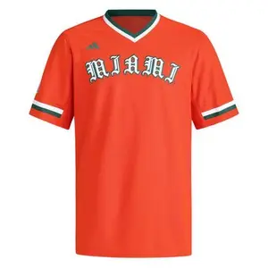 Adidas Miami Hurricanes V-neck Baseball Jersey By - Orange