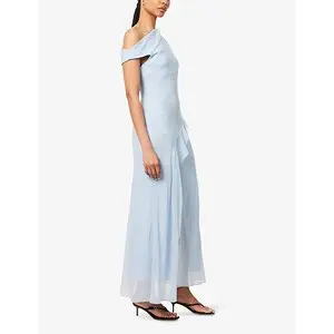 Bec & Bridge Esra Asymmetric-Neckline Maxi Dress - Sky Blue Stripe |  Editorialist