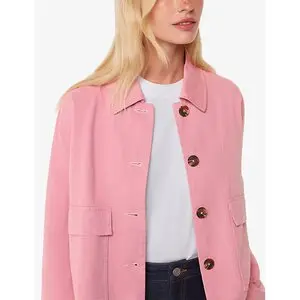 Whistles Marie Patch-pocket Cotton Jacket - Dusty Pink