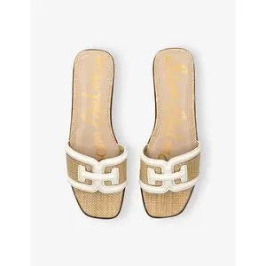 Sam Edelman Irina Branded-strap Woven And Leather Sandals - Beige Comb