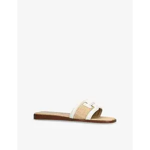 Sam Edelman Irina Branded-strap Woven And Leather Sandals - Beige Comb