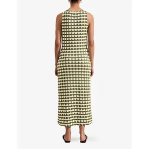 RO&ZO Diamond-pattern Sleeveless Knitted Maxi Dress