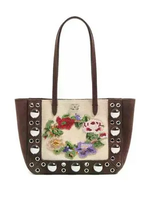 Valentino Garavani Mini Nellcôte Embroidered Tote Bag - Brown