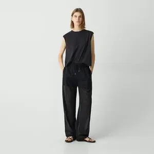 Theory Airy Shirting Drawcord Pull-on Pant - Black
