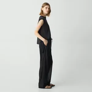 Theory Airy Shirting Drawcord Pull-on Pant - Black