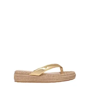 GIANVITO ROSSI Tahiti Thong Flats - Gold Nappa Leather