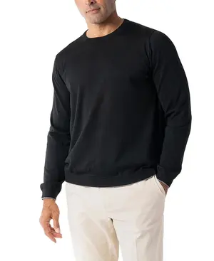 Robert Talbott Keaton Crewneck Sweater - Black With Gray Tipping