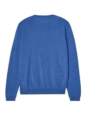 Robert Talbott Keaton Crewneck Sweater - Sky Blue With Navy Tipping