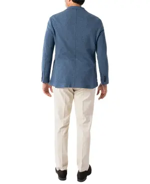 Robert Talbott Wright Double Face Knit Blazer - Light Blue/navy