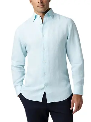 Robert Talbott Morgan Linen Shirt - Aqua