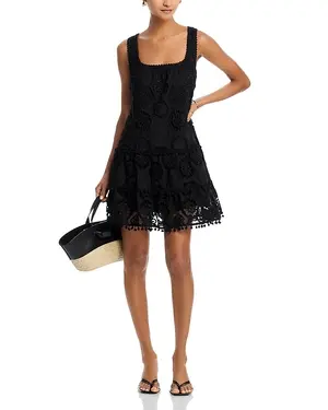 Aqua Crochet Tiered Shift Dress - Black