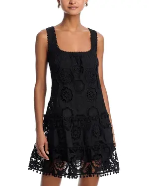 Aqua Crochet Tiered Shift Dress