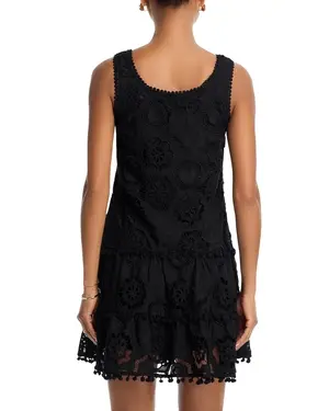 Aqua Crochet Tiered Shift Dress
