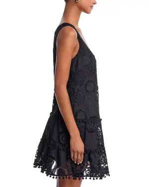 Aqua Crochet Tiered Shift Dress