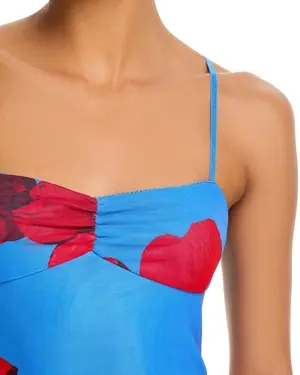 Aqua Floral Mesh Maxi Dress