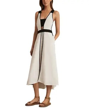 REISS Valencia Midi Dress - Ivory/black