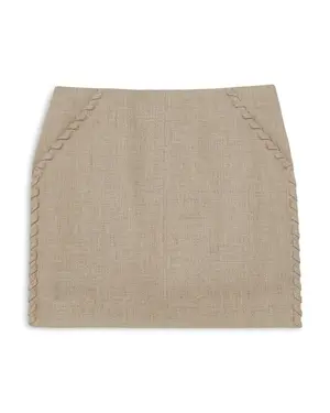 REISS Whip Stitch Linen Mini Skirt