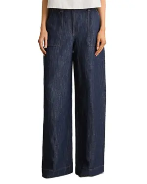 REISS Wide Leg Linen Blend Pants