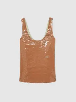 REISS Isabelle Atelier Laser-cut Vest Top