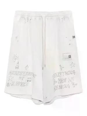 Mihara Yasuhiro Bleached Graffiti-print Shorts - Pink