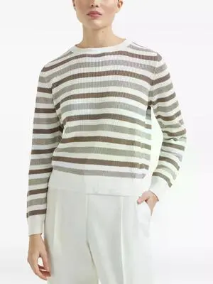 Brunello Cucinelli Striped Cotton Jumper - Neutrals
