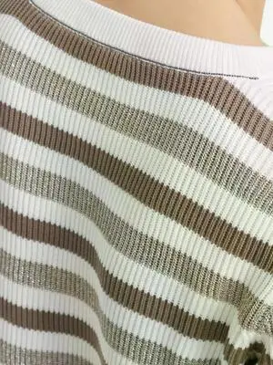 Brunello Cucinelli Striped Cotton Jumper - Neutrals