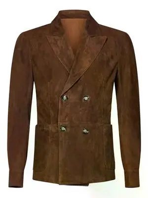 FRANZESE COLLECTION Suede Double-breasted Blazer