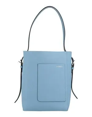 VALEXTRA VALEXTRA Soft Pebbled Leather Bucket Bag Blue
