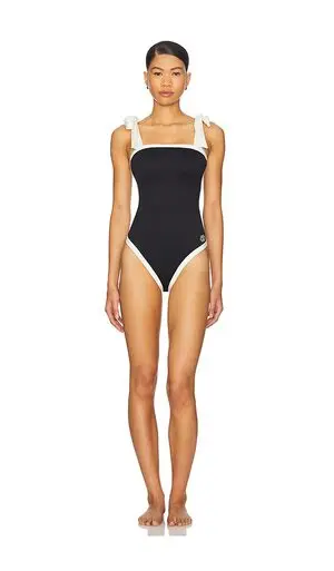 Simkhai Piper Bow Tie Strap One Piece Swimsuit