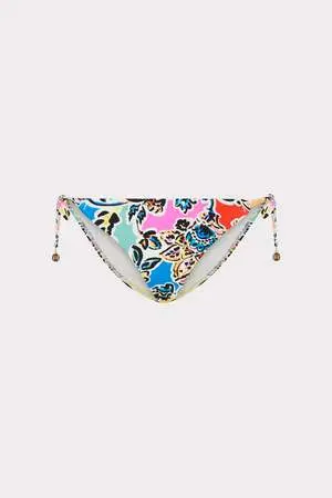 MILLY CABANA Rainbow Oasis String Bikini Bottom - Black