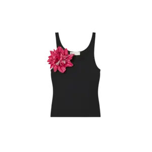 Tory Burch Tank Top With Flower Pin - Black