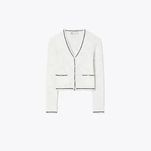 Tory Burch Cotton Logo Lace Cardigan - White
