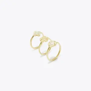 Tory Burch Forget Me Not Stacking Ring Set - Tory Gold/mother Of Pearl