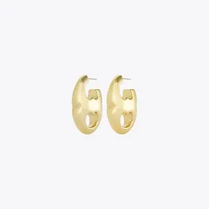 Tory Burch Gemini Link Hoop Earrings - Light Brass
