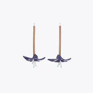 Tory Burch Curiosity Flower Drop Earrings - Navy