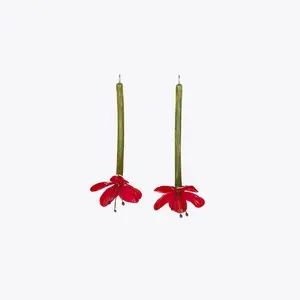 Tory Burch Curiosity Flower Drop Earrings - Red