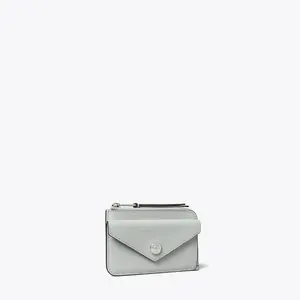 Tory Burch Tory Burch Pebble Envelope Zip Card Case Light Titanium