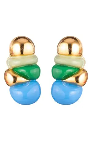 STERLING KING Bellmer Ball Enamel Drop Earrings - Gold/ Blue/ Green