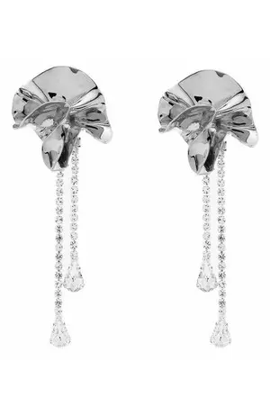 STERLING KING Sylvia Crystal Drop Earrings Silver
