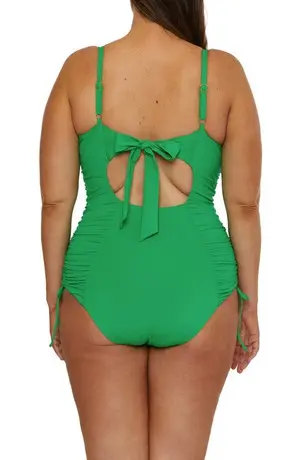 BECCA By Rebecca Virtue Shirred One-piece Swimsuit - Emerald