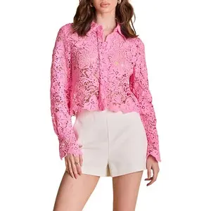 Endless Rose Lace Crop Shirt - Pink