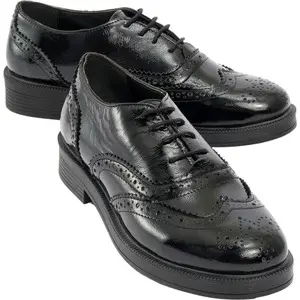 FOREVER & ALWAYS SHOES Avra Leather Oxford Black Patent Leather