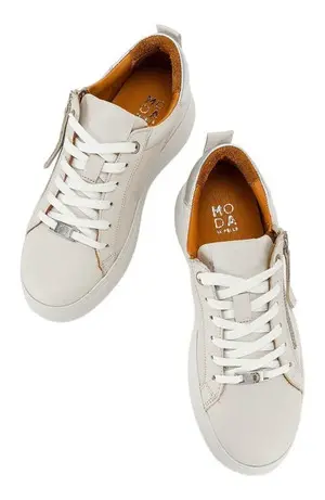 FOREVER & ALWAYS SHOES Allie Leather Sneakers - Beige Leather