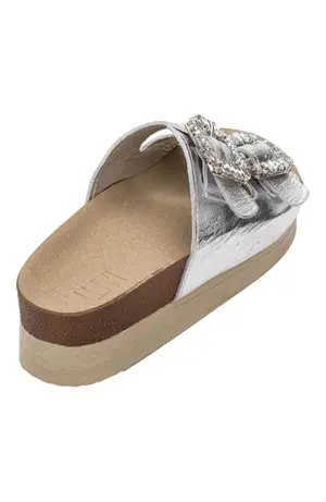FOREVER & ALWAYS SHOES Polacca Leather Slide Sandal - Silver Leather