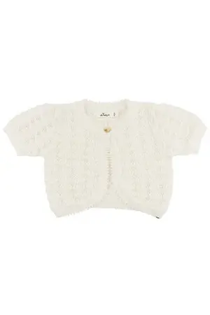 OH BABY! Shell Stitch Pointelle Cardigan - Cream