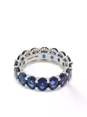 Shay 18k White Gold Oval Sapphire Eternity Ring - Silver
