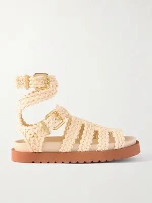 Zimmermann Gleam Buckle-embellished Raffia Sandals