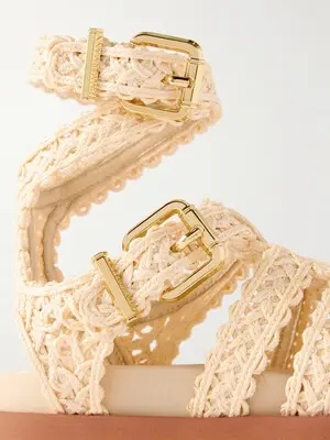 Zimmermann Gleam Buckle-embellished Raffia Sandals