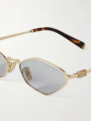 Miu Miu Hexagon-frame Sunglasses - Gold
